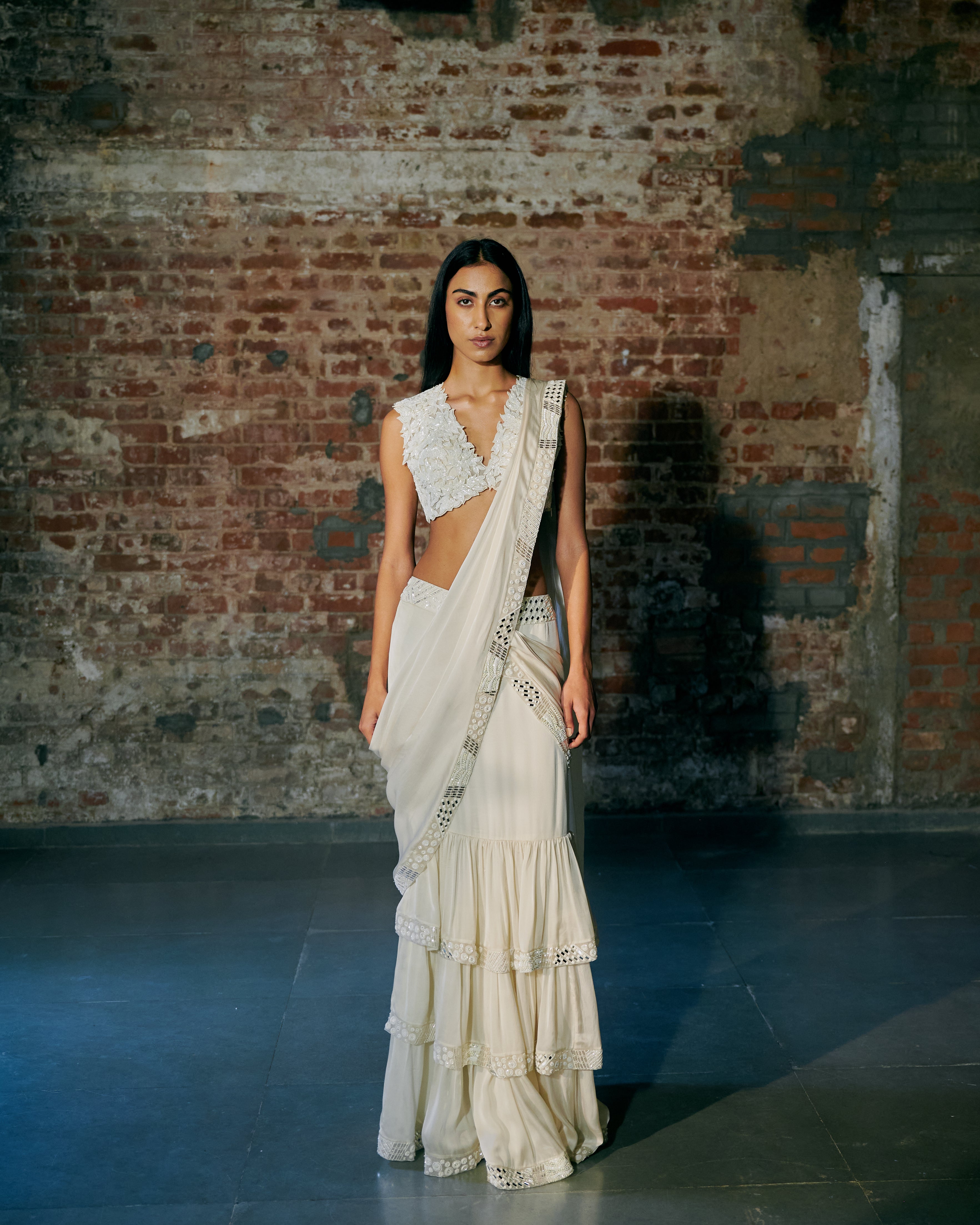 Buy Florz Embroidered Designer Pre Draped Saree | Asaga – asaga