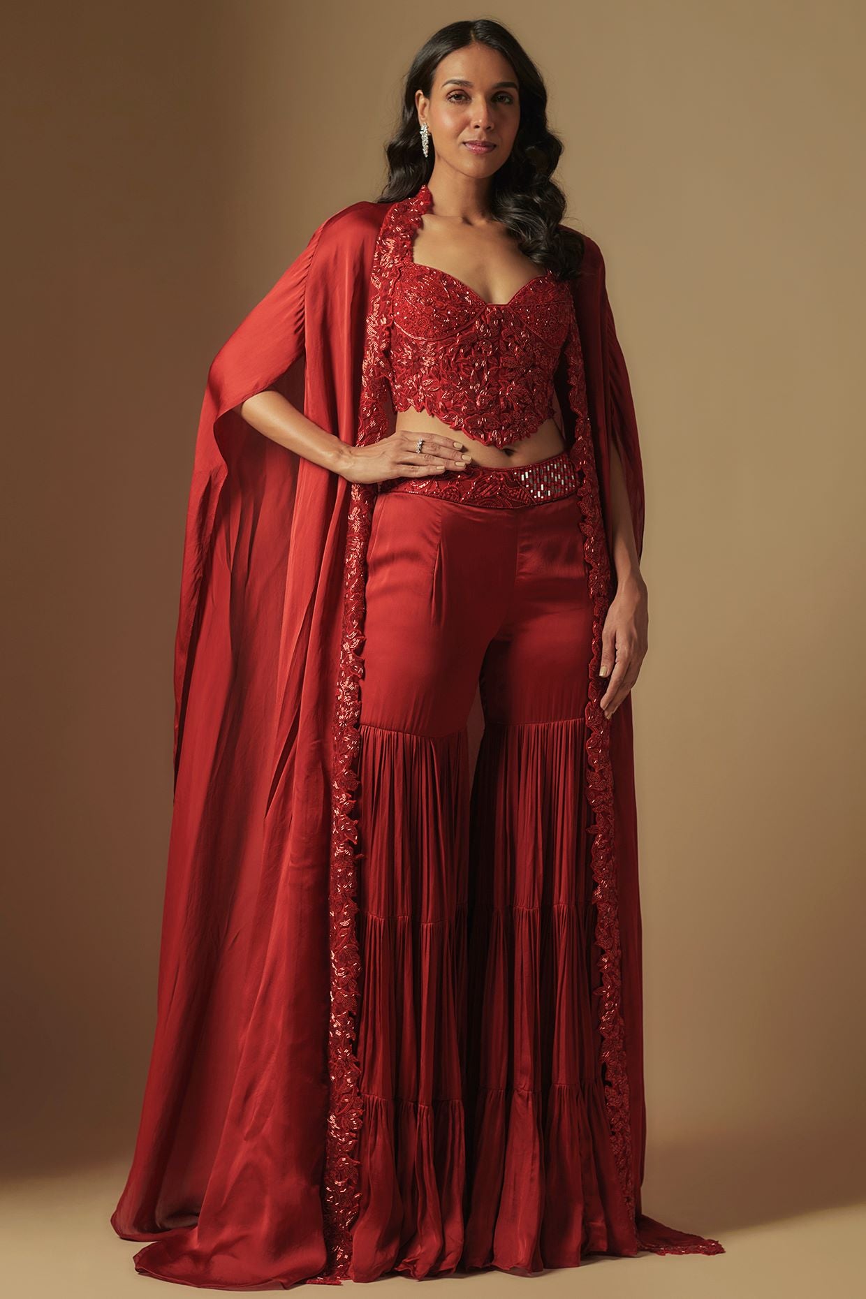 Buy Stunning Pepper Designer Sharara Set in Red | Asaga – asaga